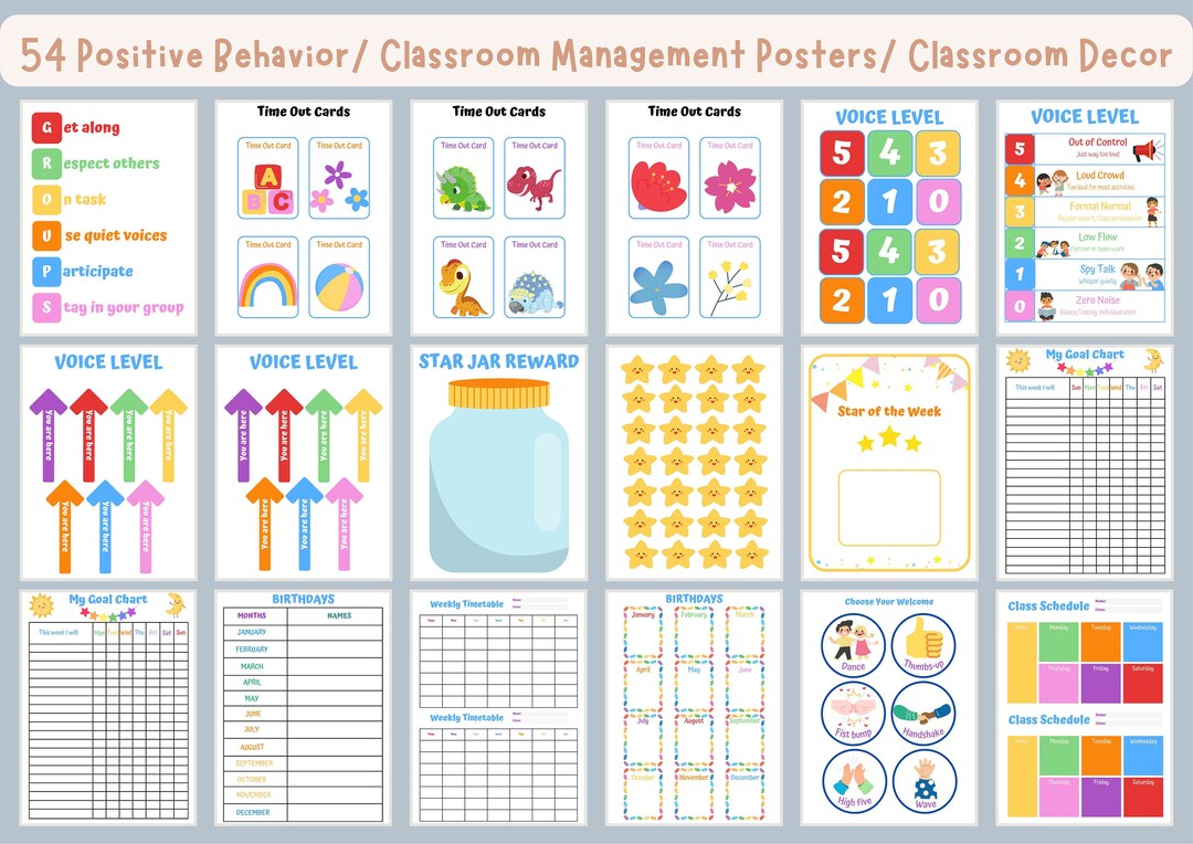 54 Positive Behavior/ Classroom Management Posters/ Classroom Decor ...