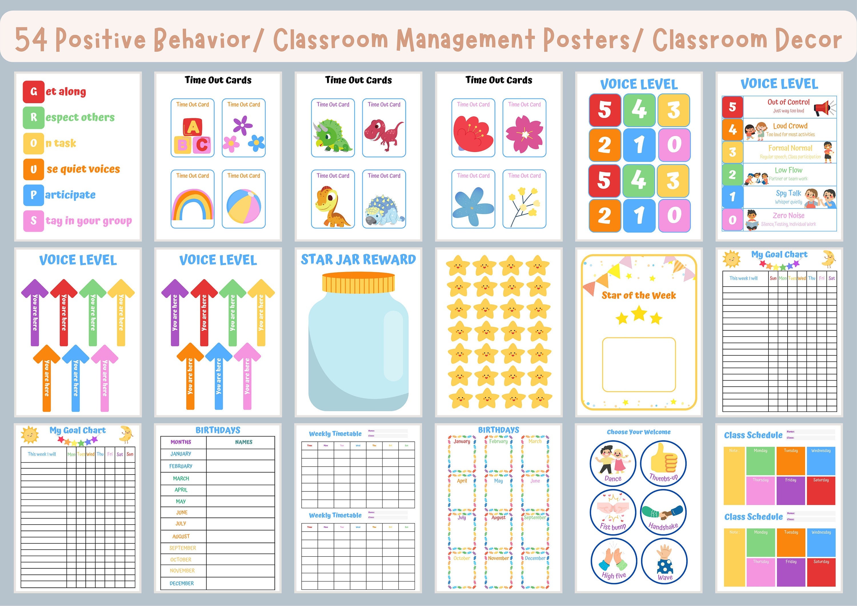 54 Positive Behavior/ Classroom Management Posters/ Classroom Decor ...