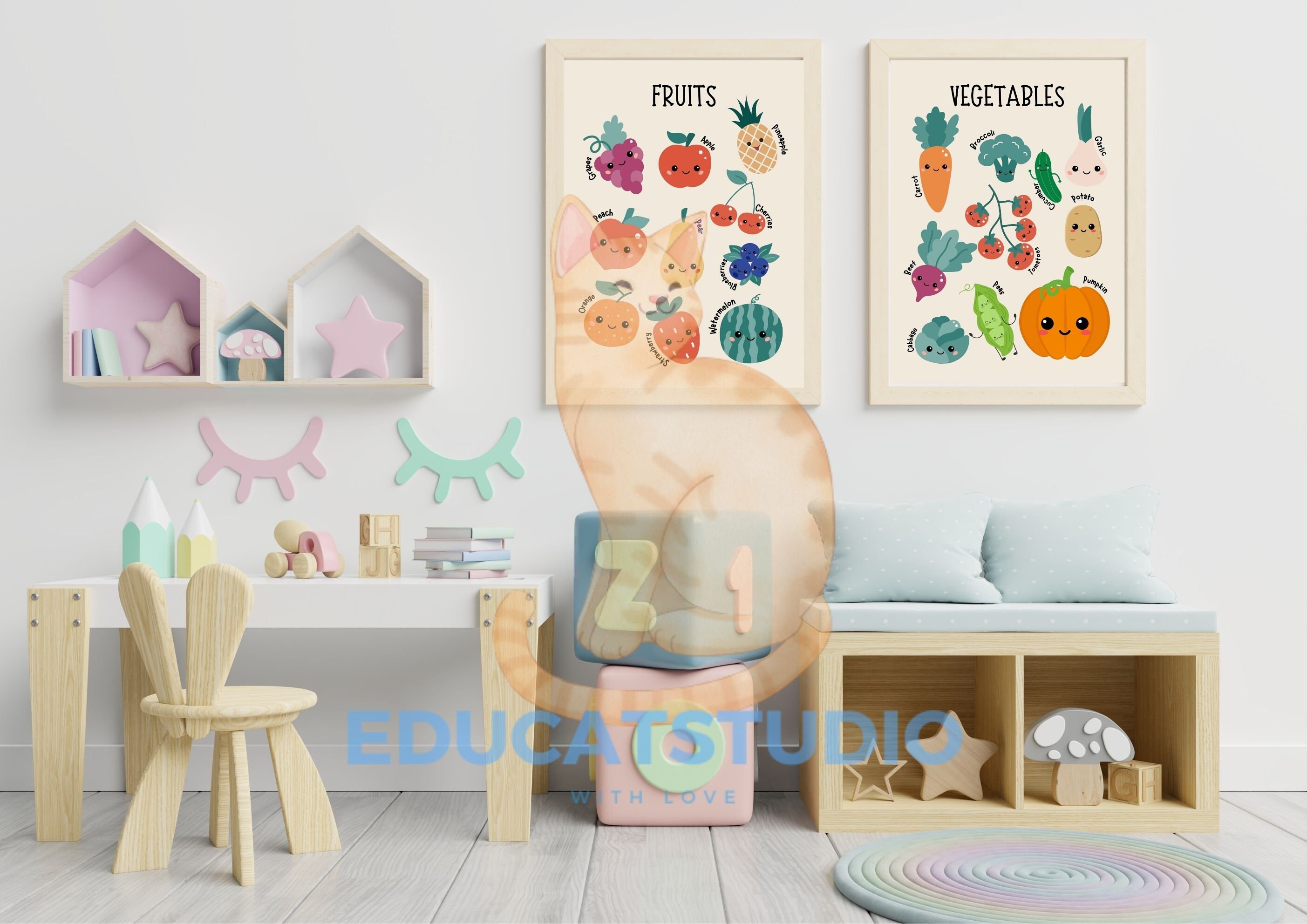 36 Boho Educational Posters Set for Playroom Kids, Toddlers, Printable ...