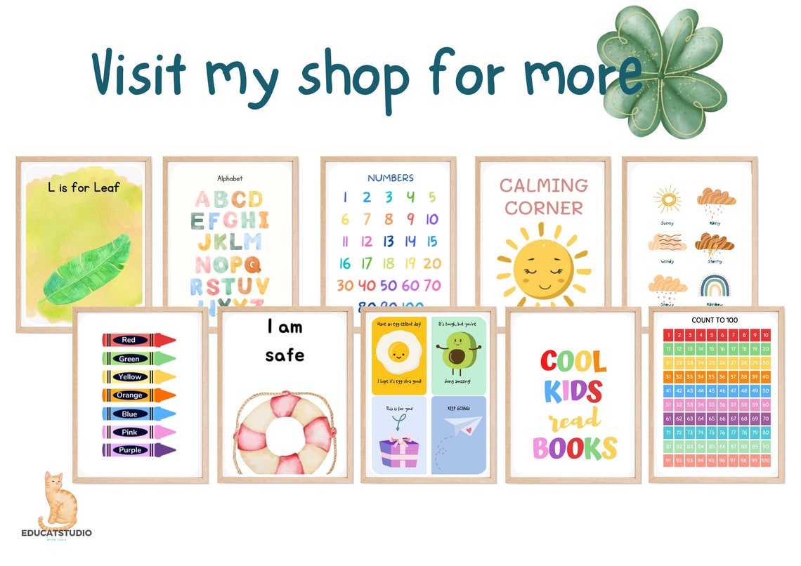 Printable Preschool Posters Numbers, Colors, Alphabet and Shapes - Etsy