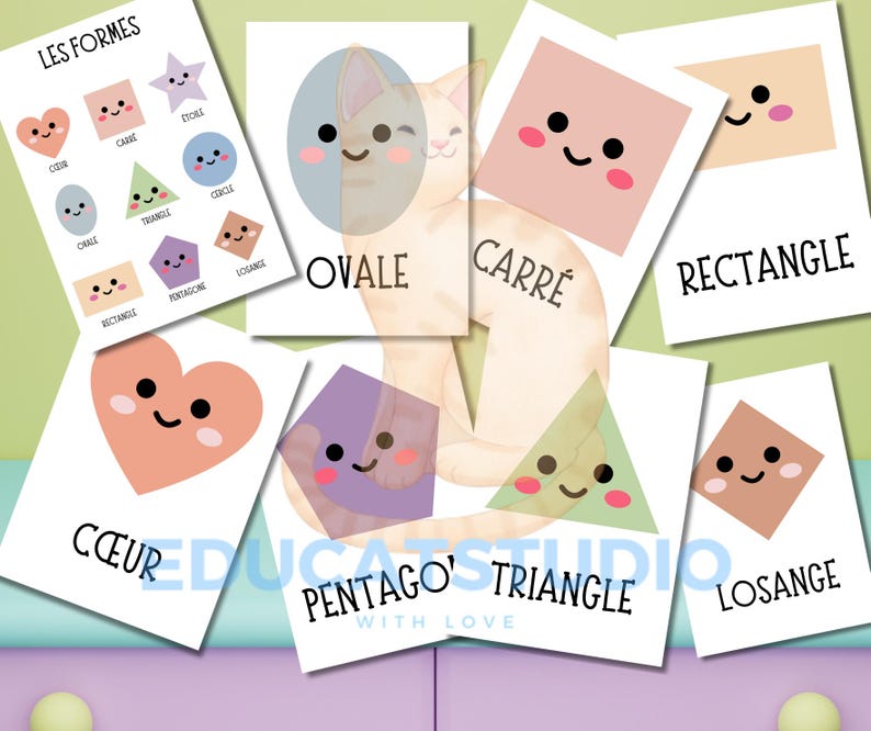 Printable FRENCH Shapes Flashcards | Les Formes - Etsy