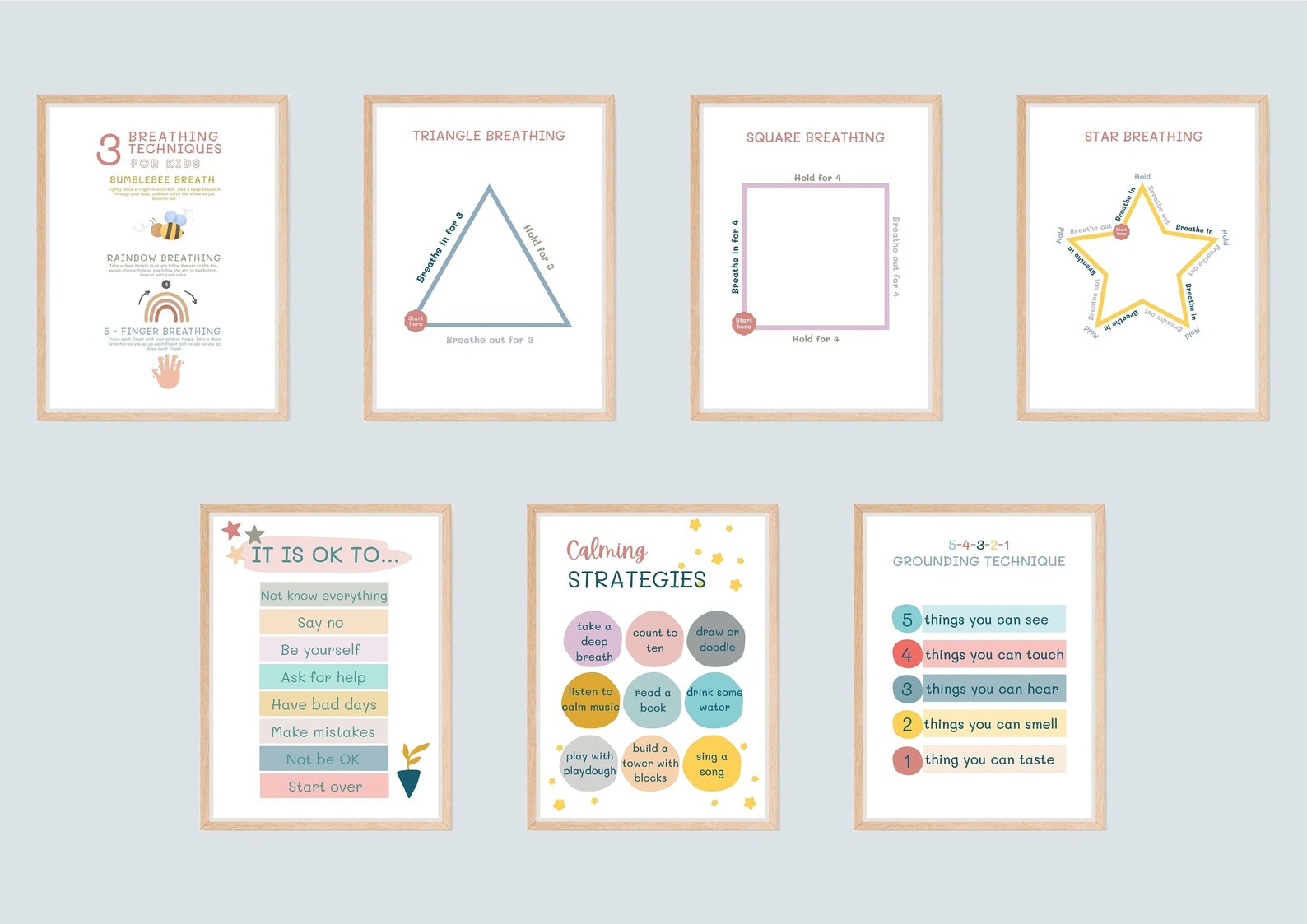 30 Grounding Technique Posters Bundle Set, Calming Corner, Mental ...