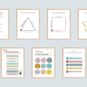 30 Grounding Technique Posters Bundle Set, Calming Corner, Mental ...