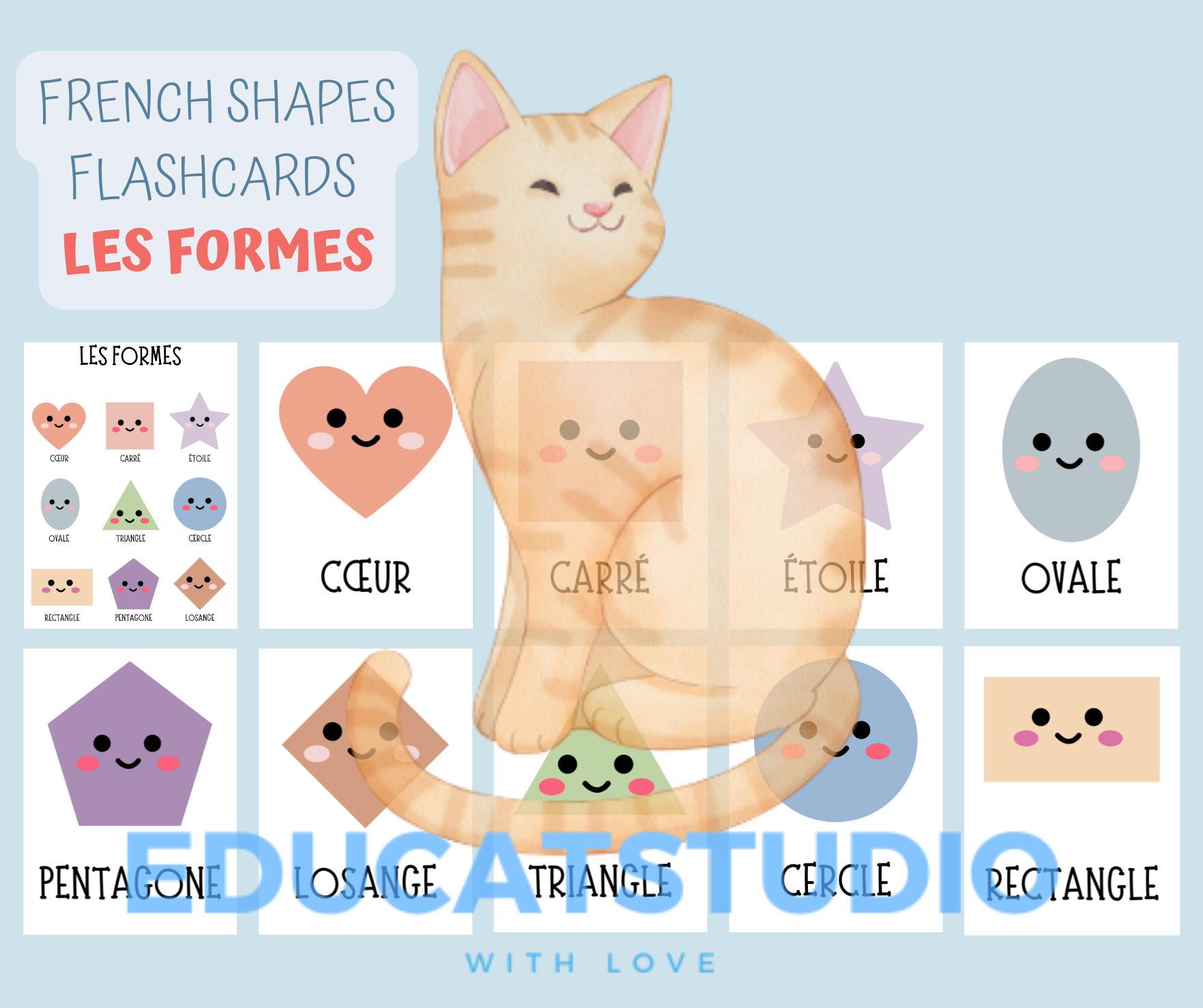 Printable FRENCH Shapes Flashcards | Les Formes - Etsy