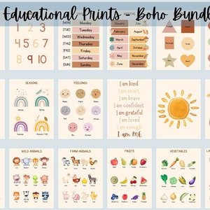 18 Educational Posters Set for Playroom, Kids, Toddlers, Printable Home ...