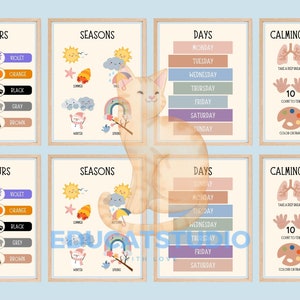 36 Boho Educational Posters Set for Playroom Kids, Toddlers, Printable ...