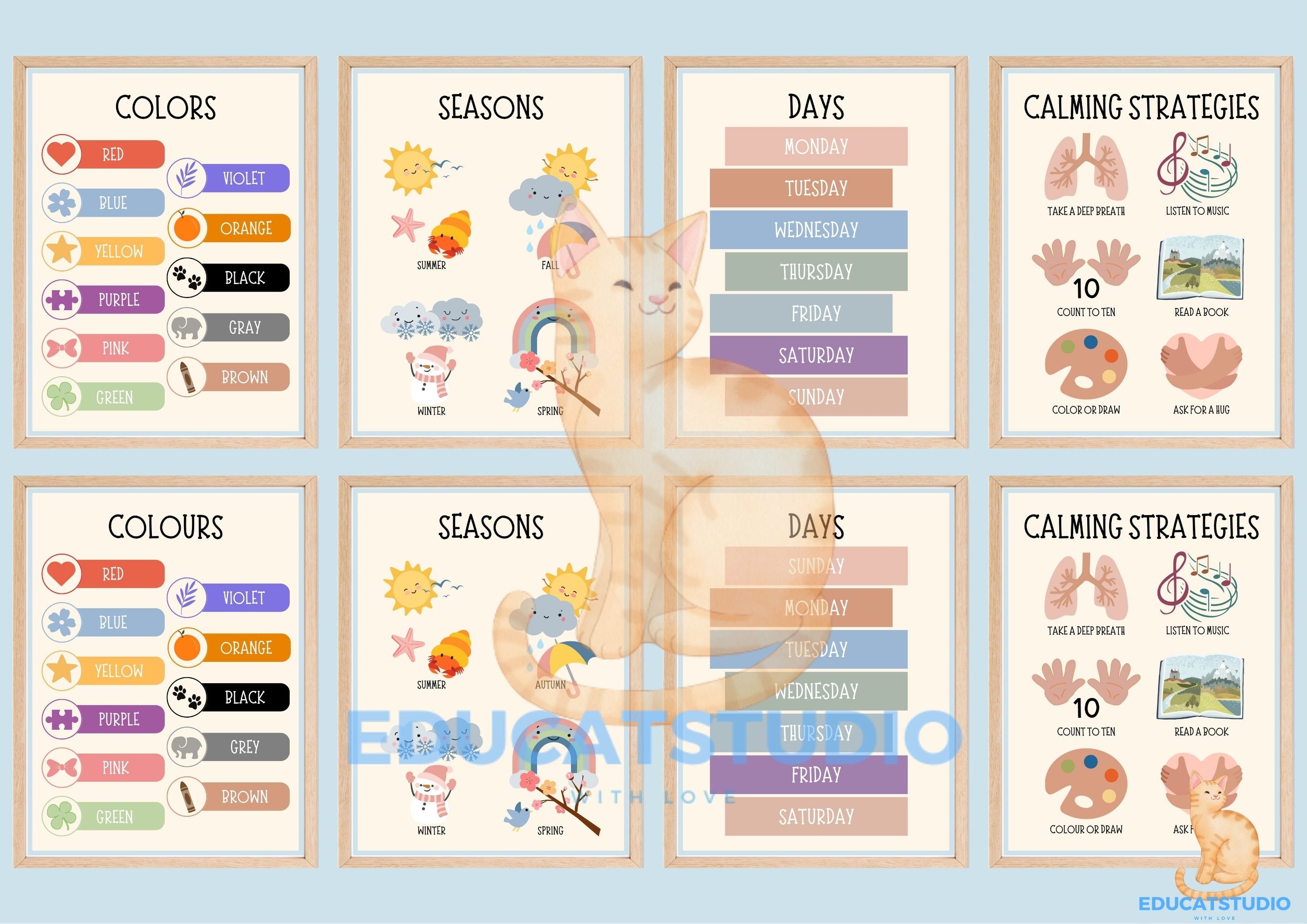 36 Boho Educational Posters Set for Playroom Kids, Toddlers, Printable ...