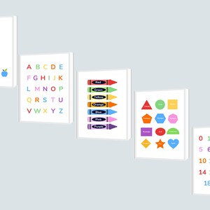 Printable Preschool Posters Numbers, Colors, Alphabet and Shapes - Etsy