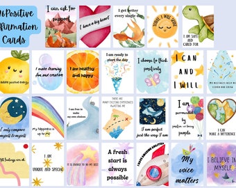 50 Kids Positive Affirmation Cards, Mindfulness Gift for Children to ...