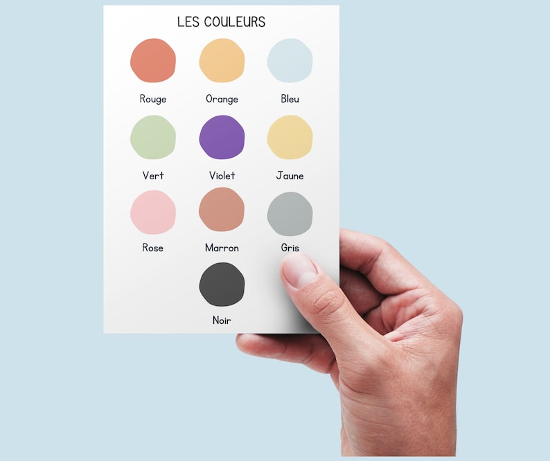 French Colors Flashcards | Les Couleurs - Etsy