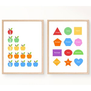 Printable Preschool Posters Numbers, Colors, Alphabet and Shapes - Etsy
