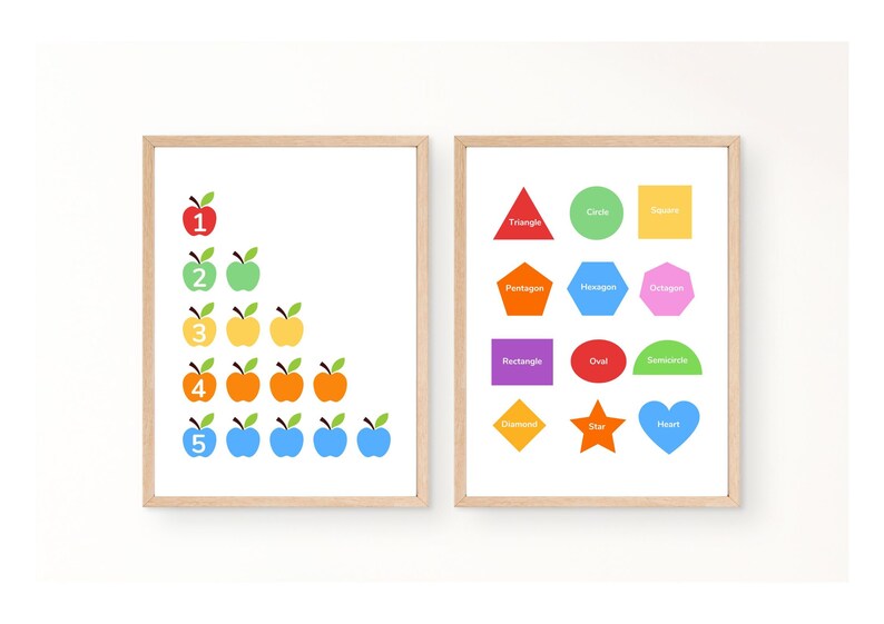 Printable Preschool Posters Numbers, Colors, Alphabet and Shapes - Etsy