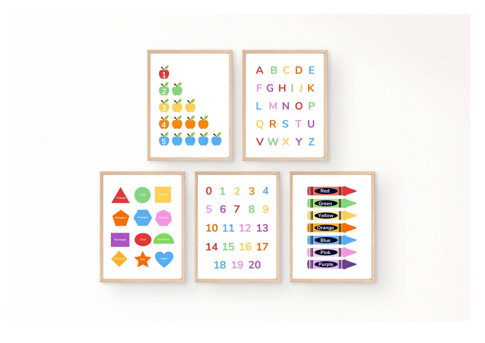 Printable Preschool Posters Numbers, Colors, Alphabet and Shapes - Etsy