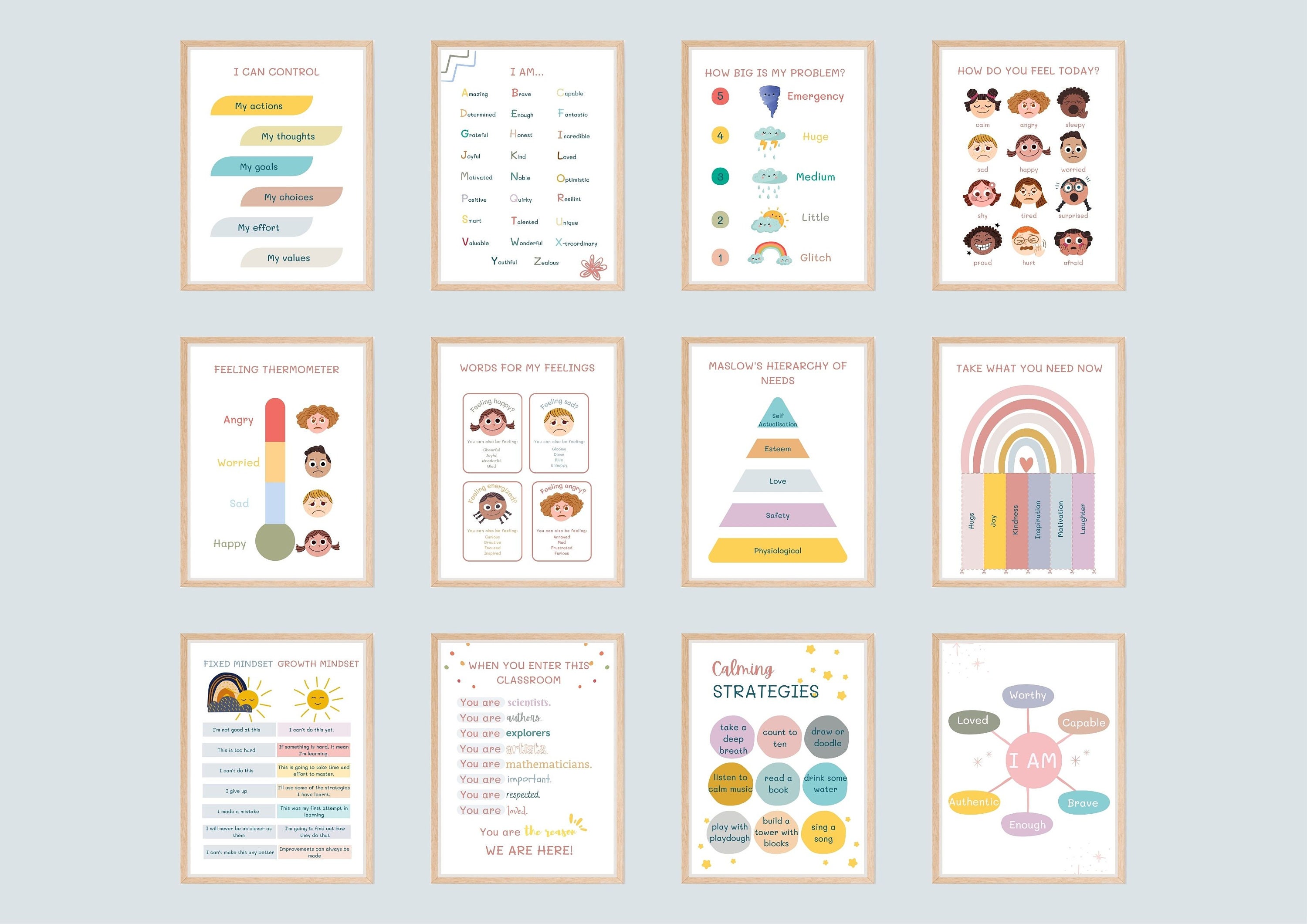 30 Grounding Technique Posters Bundle Set, Calming Corner, Mental ...