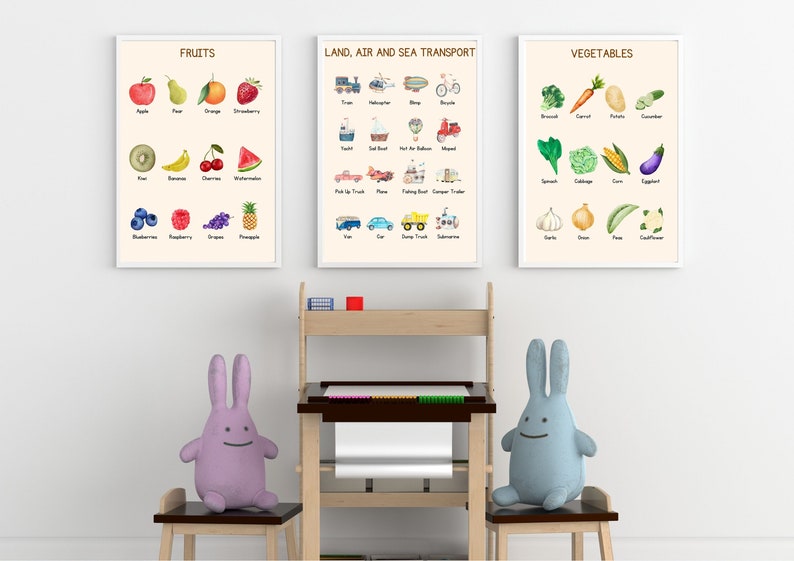 18 Educational Posters Set for Playroom Kids Toddlers - Etsy