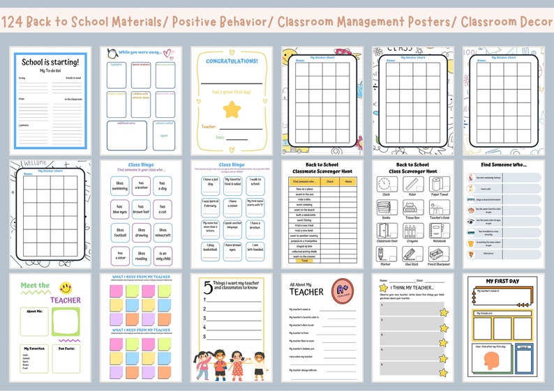 124 Back to School Materials, First Day of School - Etsy