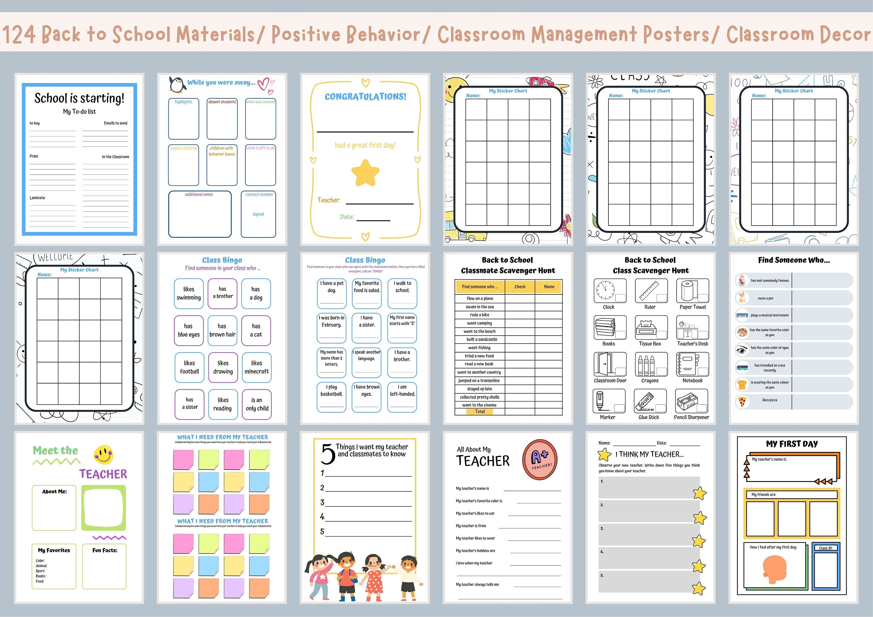 124 Back to School Materials, First Day of School - Etsy