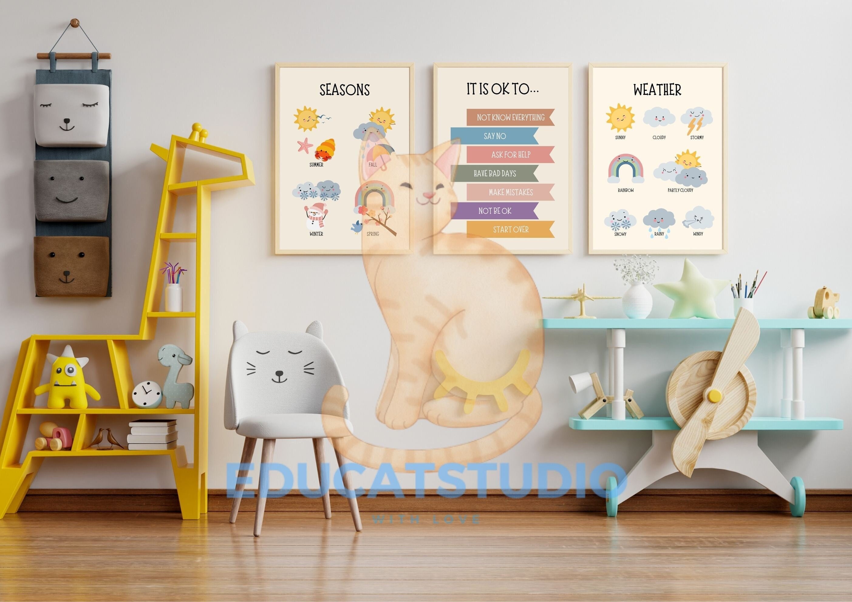 36 Boho Educational Posters Set for Playroom Kids, Toddlers, Printable ...