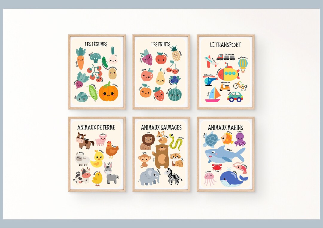 Ensemble De 6 Affiches éducatives Pour Salle De Jeux Et Enfants, Tout ...