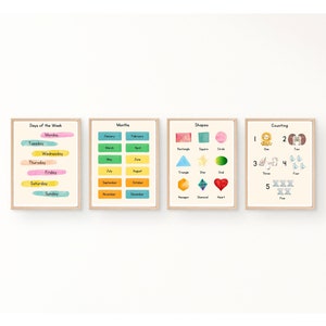 22 Educational Posters Set for Playroom and Kids, Toddlers, Printable ...