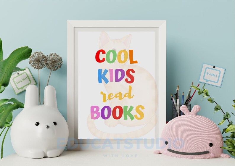 25 Reading Corner Posters / Cool Kids Read Books, Reading Corner ...