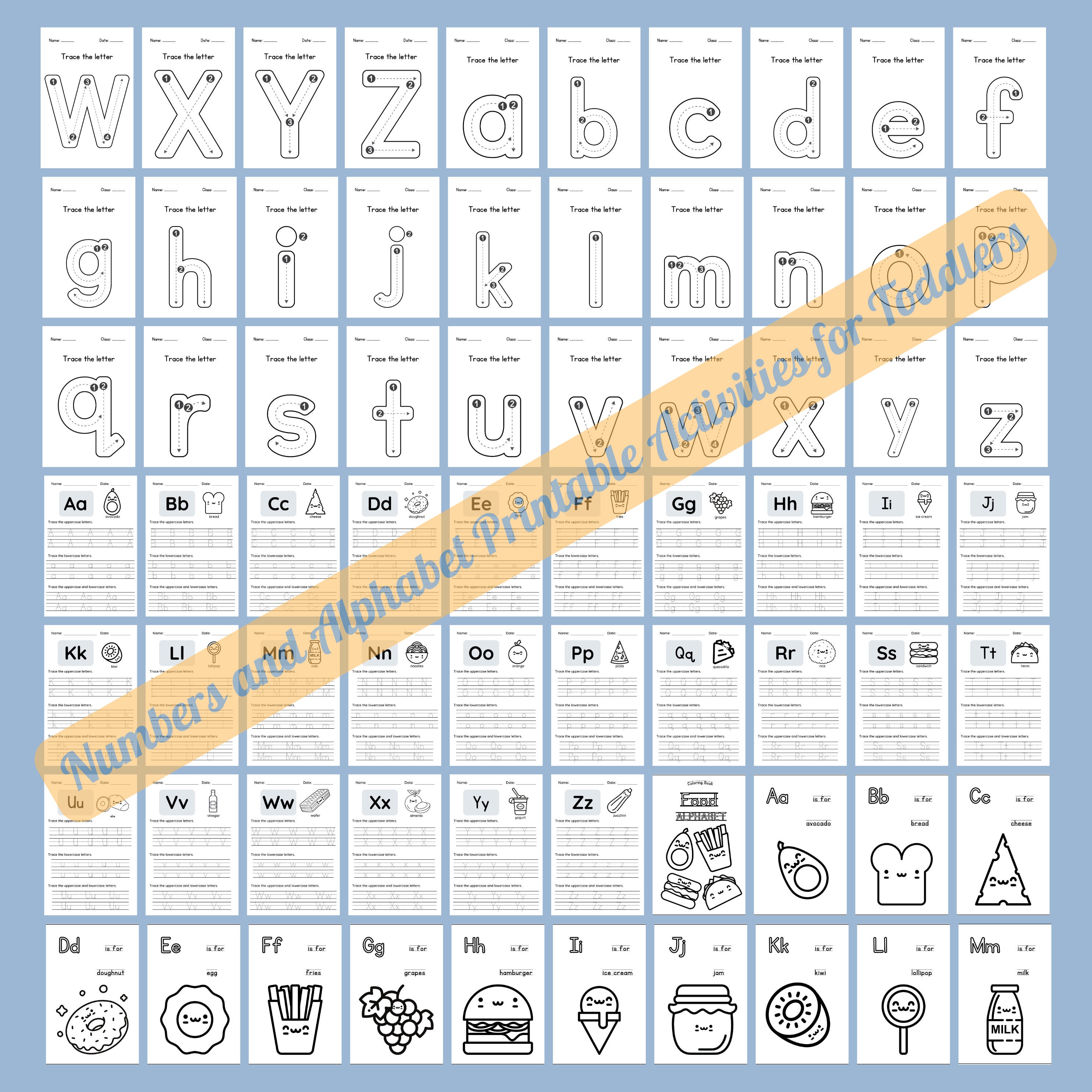 Numbers and Alphabet Printable Activities for Toddlers |tracing ...