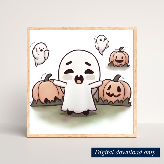 Cartoon Ghost Halloween Ai Art Print Ghost Wall Art Fall - Etsy