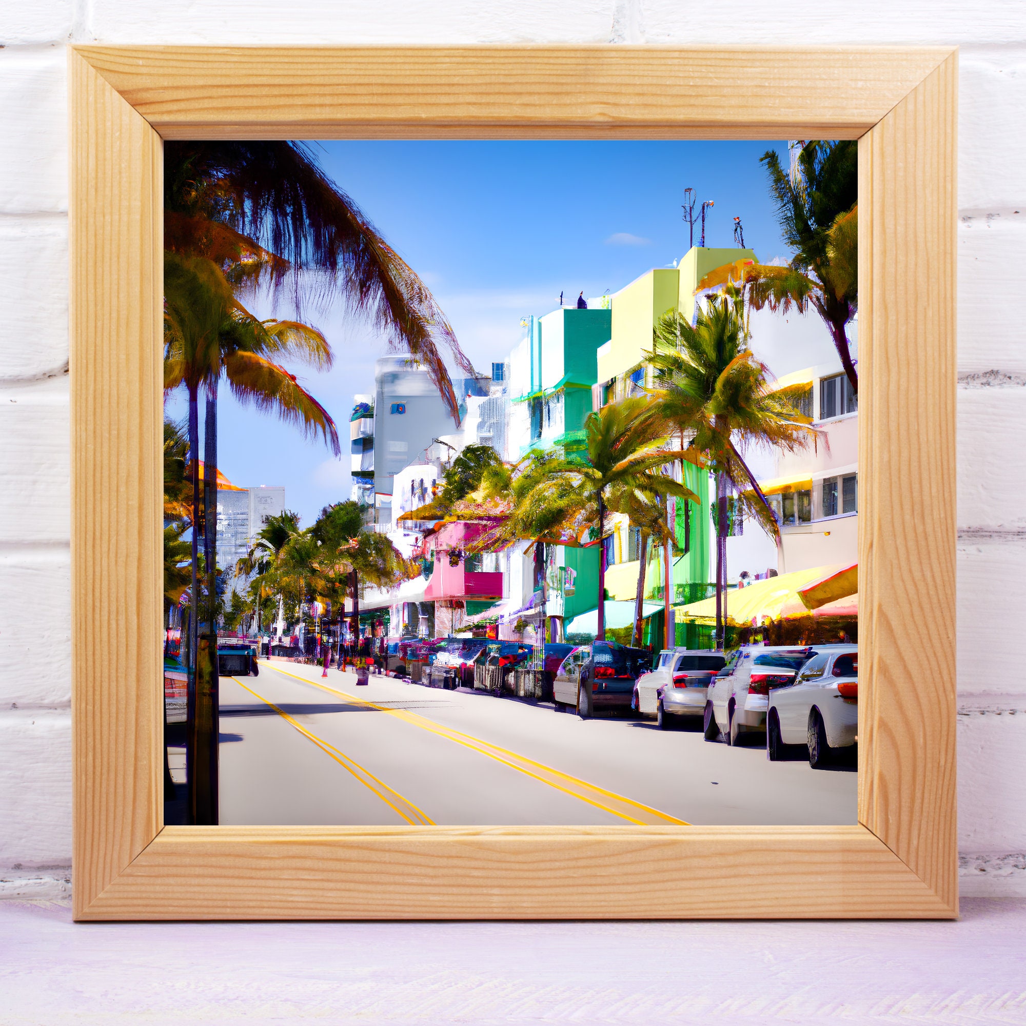 Retro South Beach Miami Ai Art Print, Ocean Drive Miami Wall Art ...