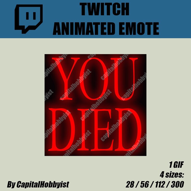 YOU DIED [animated GIF] Emote | Dark Souls | Fromsoft | Twitch Emote ...