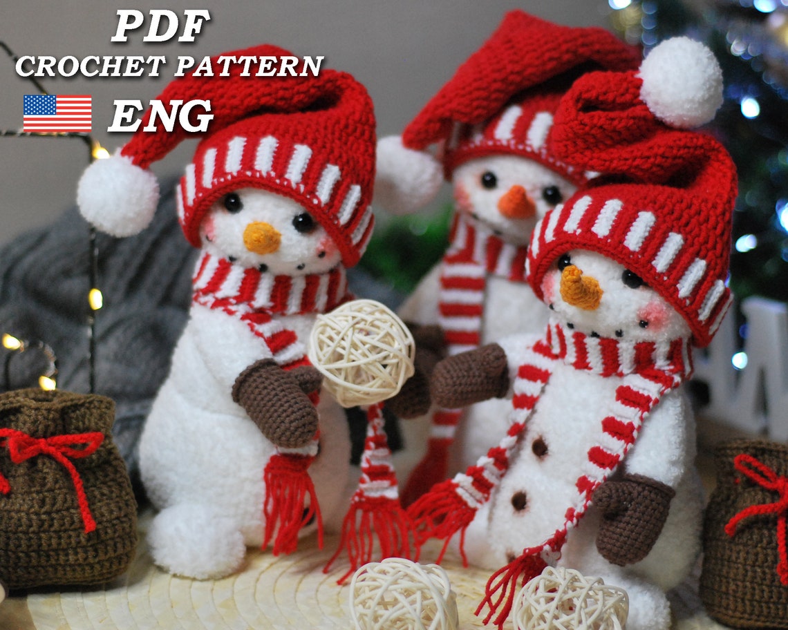 Crochet PATTERN Snowman Christmas Toy, Amigurumi Xmas PDF Tutorial in ...