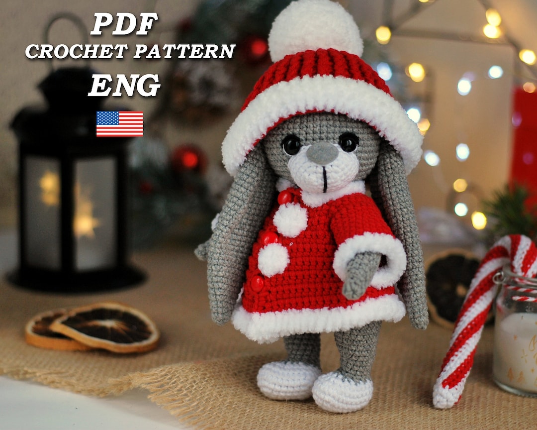 Crochet Pattern Cute Bunny With Long Ears , Bunny With Two Sets of Clothes, Christmas Bunny ...