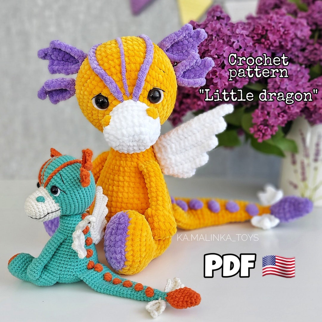 Crochet Pattern Little Dragon, Amigurumi Pattern Dragon, Amigurumi Cute ...