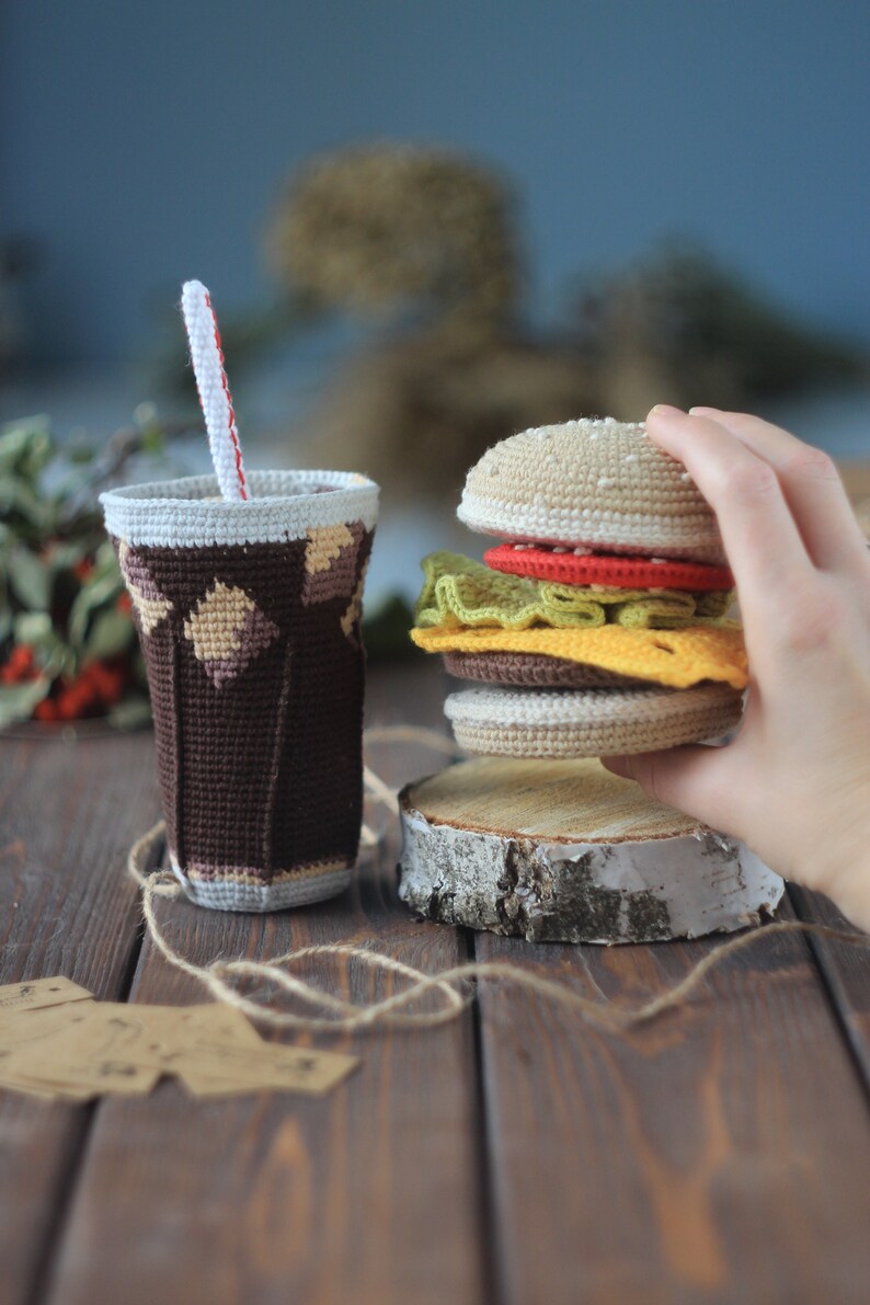 Crochet Pattern Set Burger and Coca-cola in a Glass Funny - Etsy Australia