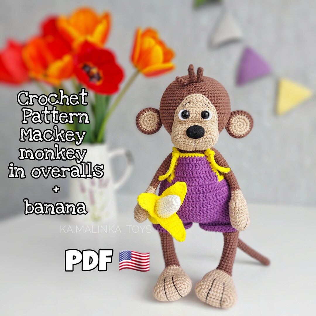 Crochet Pattern Monkey in Overalls Amigurumi Monkey Pattern - Etsy