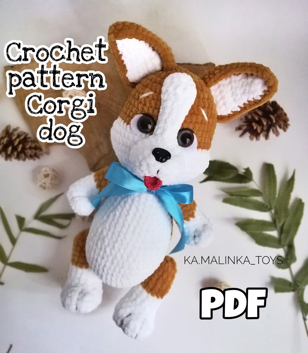 Cute Corgi Dog English Crochet Pattern, Patterns Dog, Crochet Pattern ...