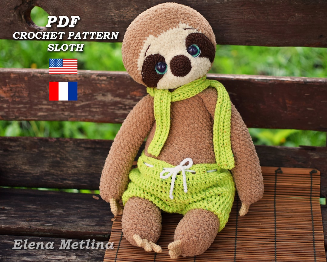 Crochet Sloth Pattern, Amigurumi Sloth Pattern PDF in Eng/fr, Crochet ...