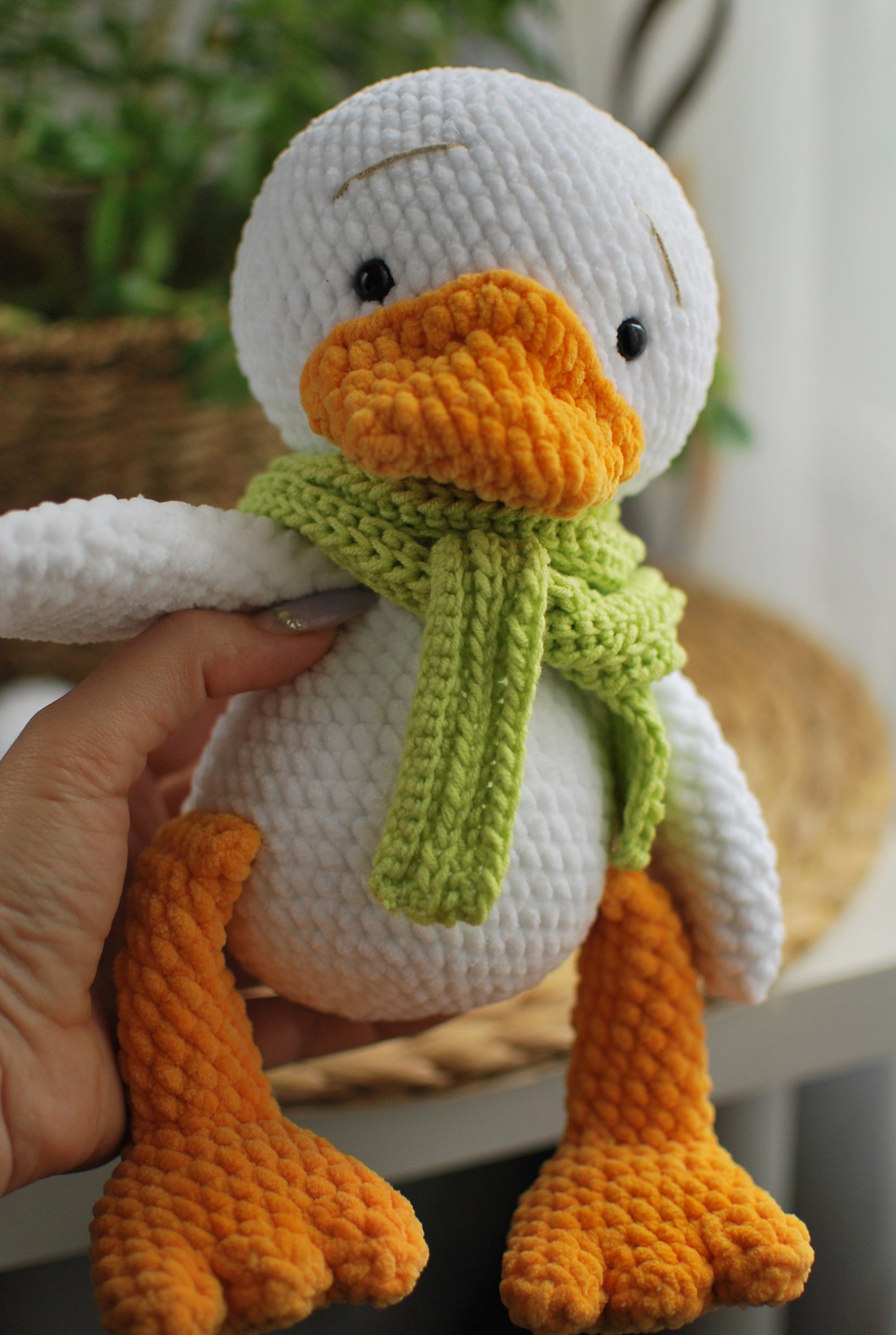 Crochet Goose Pattern Amigurumi Goose in Scarf and With Chamomile Piush ...
