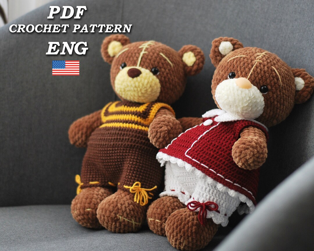 Crochet Pattern Teddy Bear With Clothes/ Two Patterns Bears in One ...