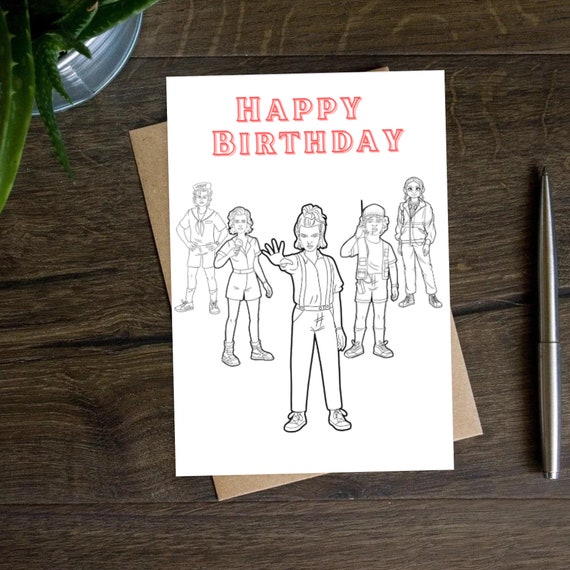 Printable Colorable Stanger Things Coloring Birthday Card - Etsy Canada