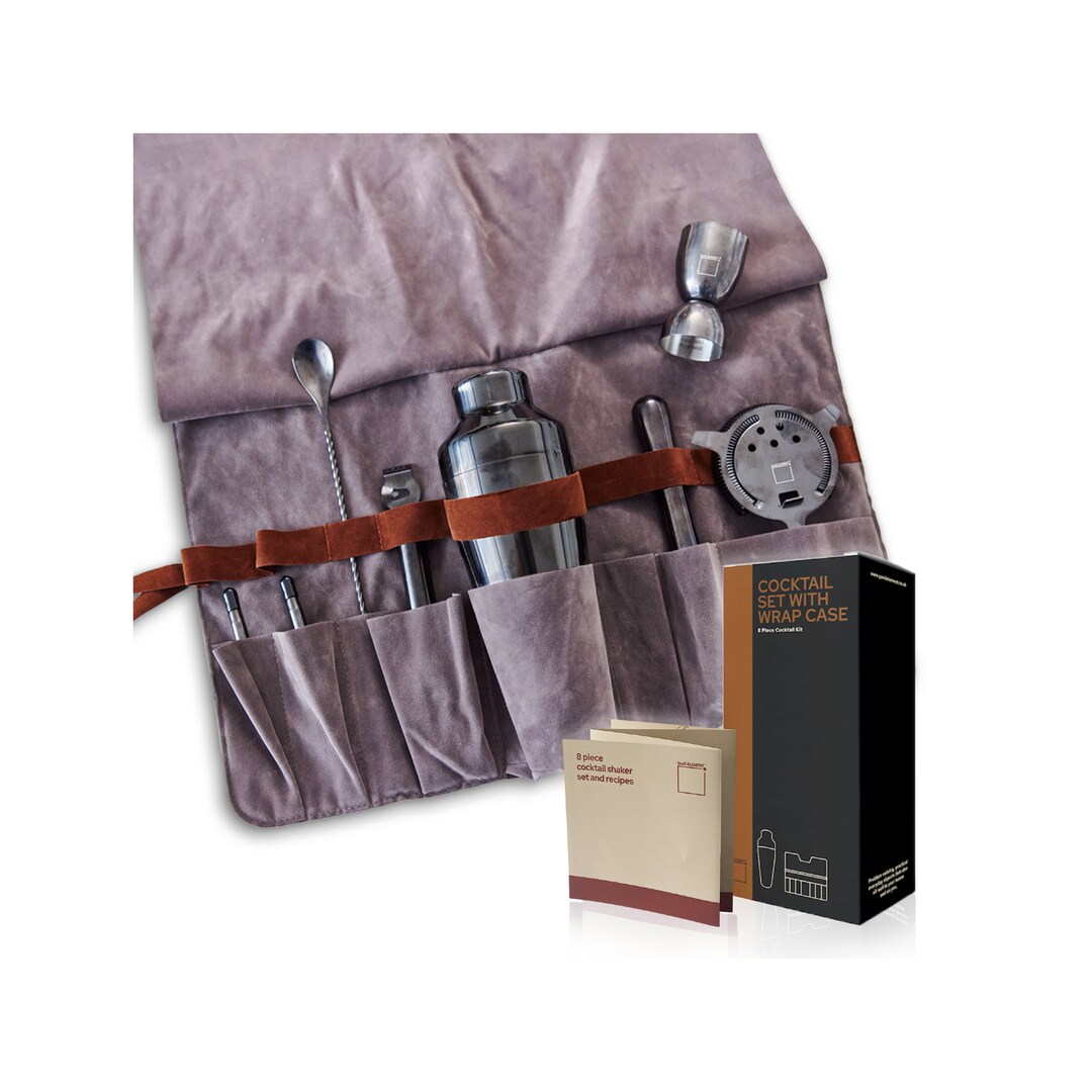 8 Piece Cocktail Shaker Set With Wrapped Case, Cocktail Mixer Tool ...