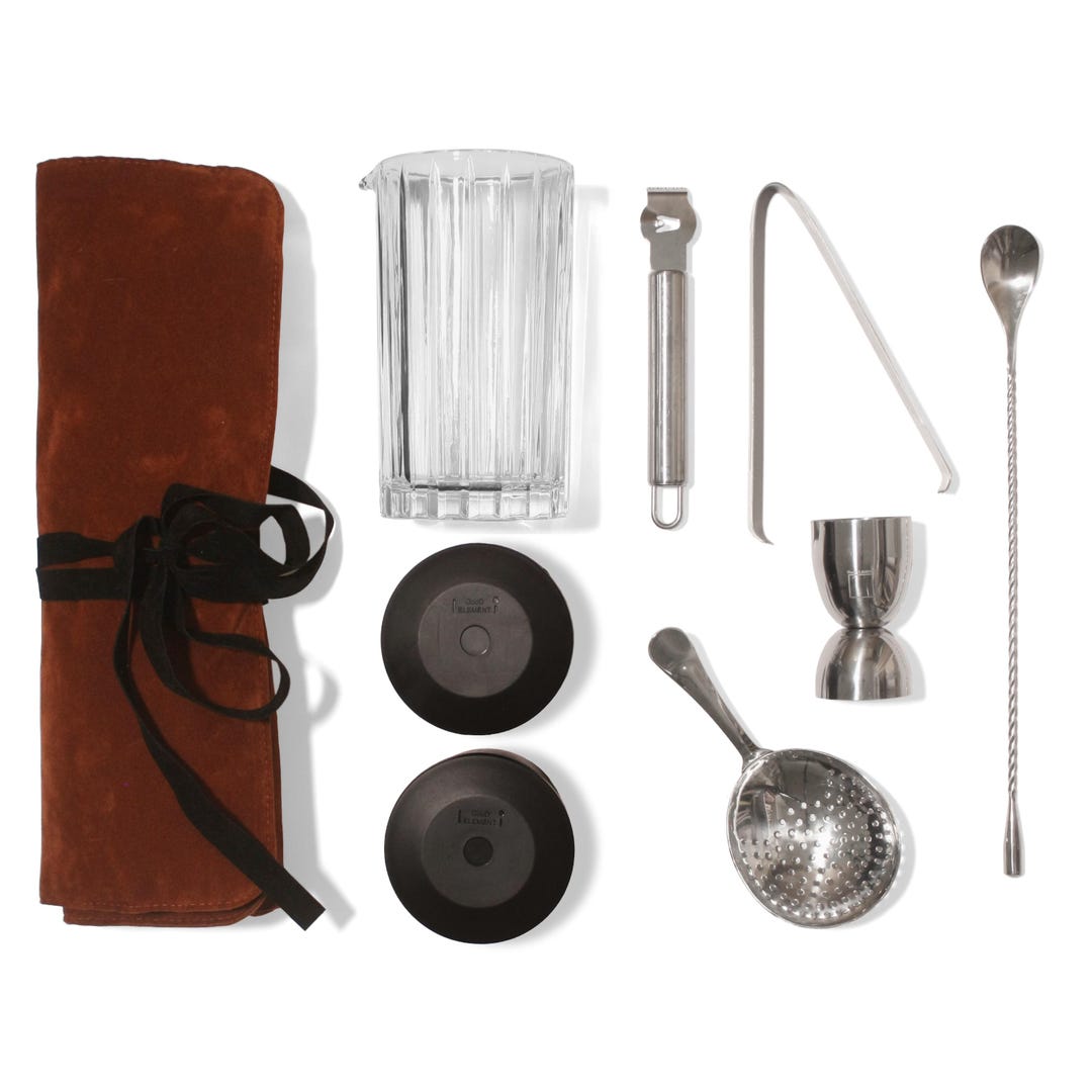 8 Piece Cocktail Making Kit, With 2 Large Ice Ball Makers, Cocktail ...