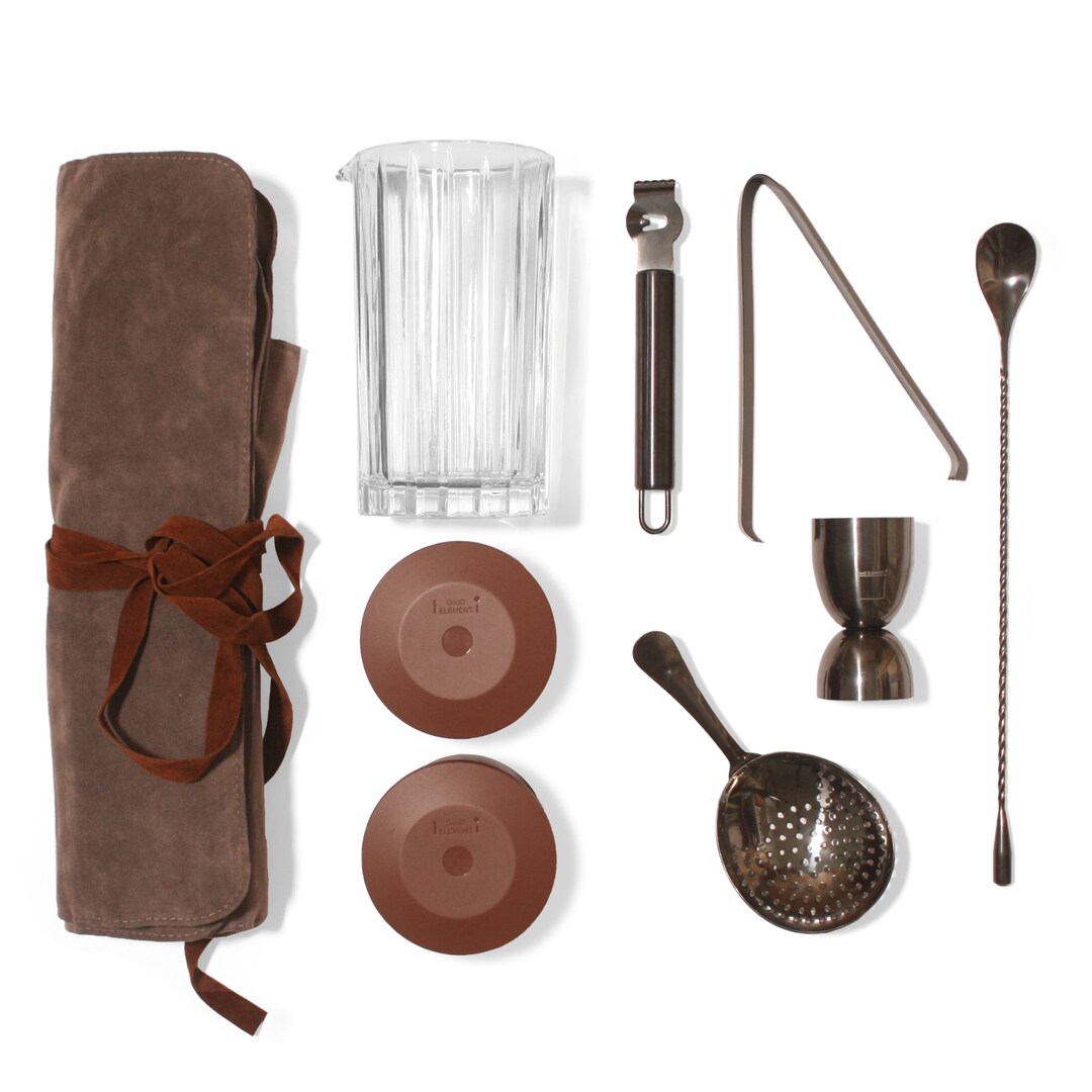8 Piece Cocktail Kit, With 2 Large Ice Ball Makers, Cocktail Mixing ...
