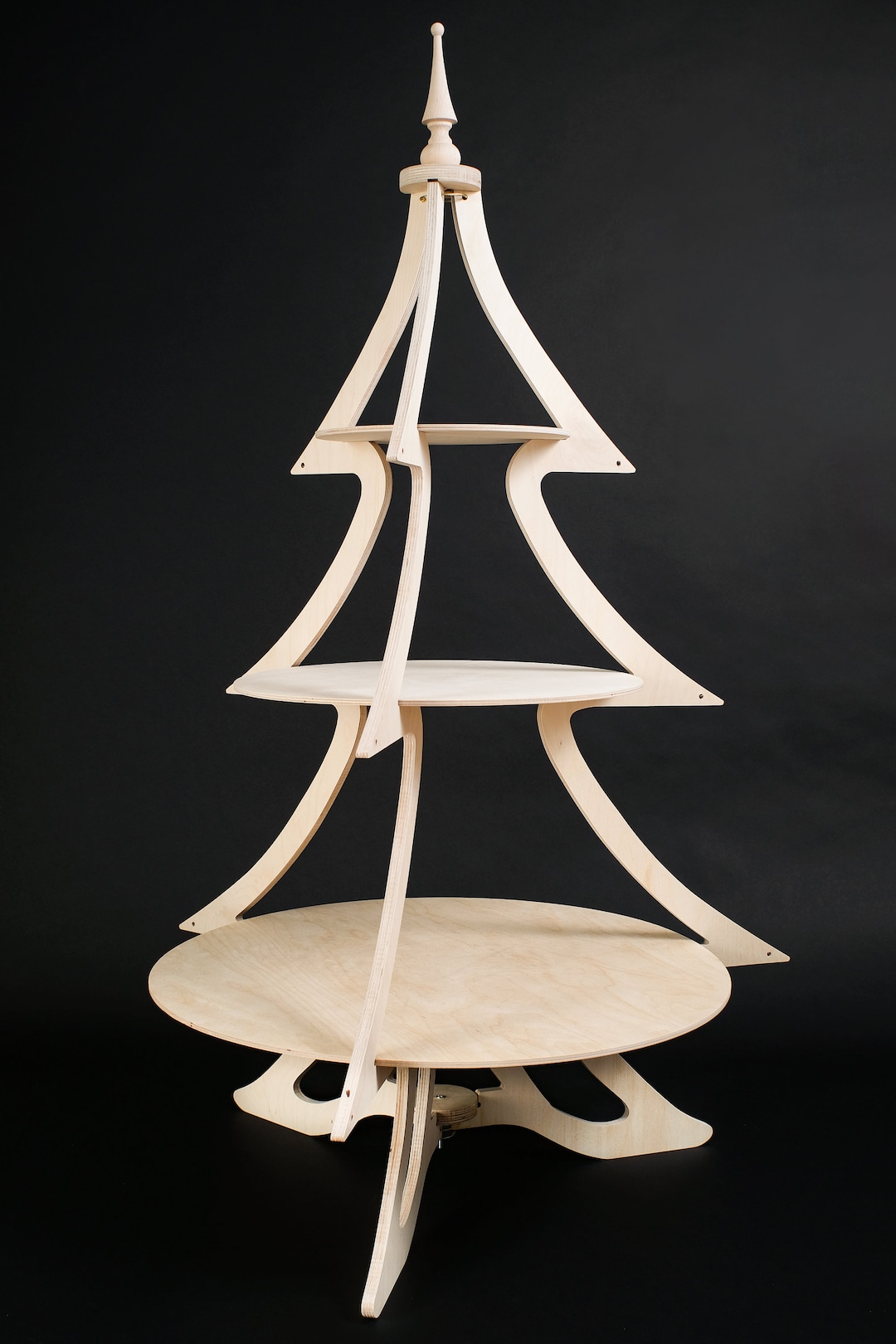 4 Ft. Traditional Wood Tree With Three Shelves - Etsy