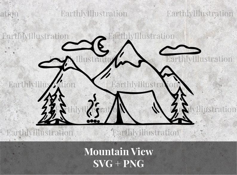 Mountains Hand Drawn Design, SVG and PNG Files, Instant Download, for ...