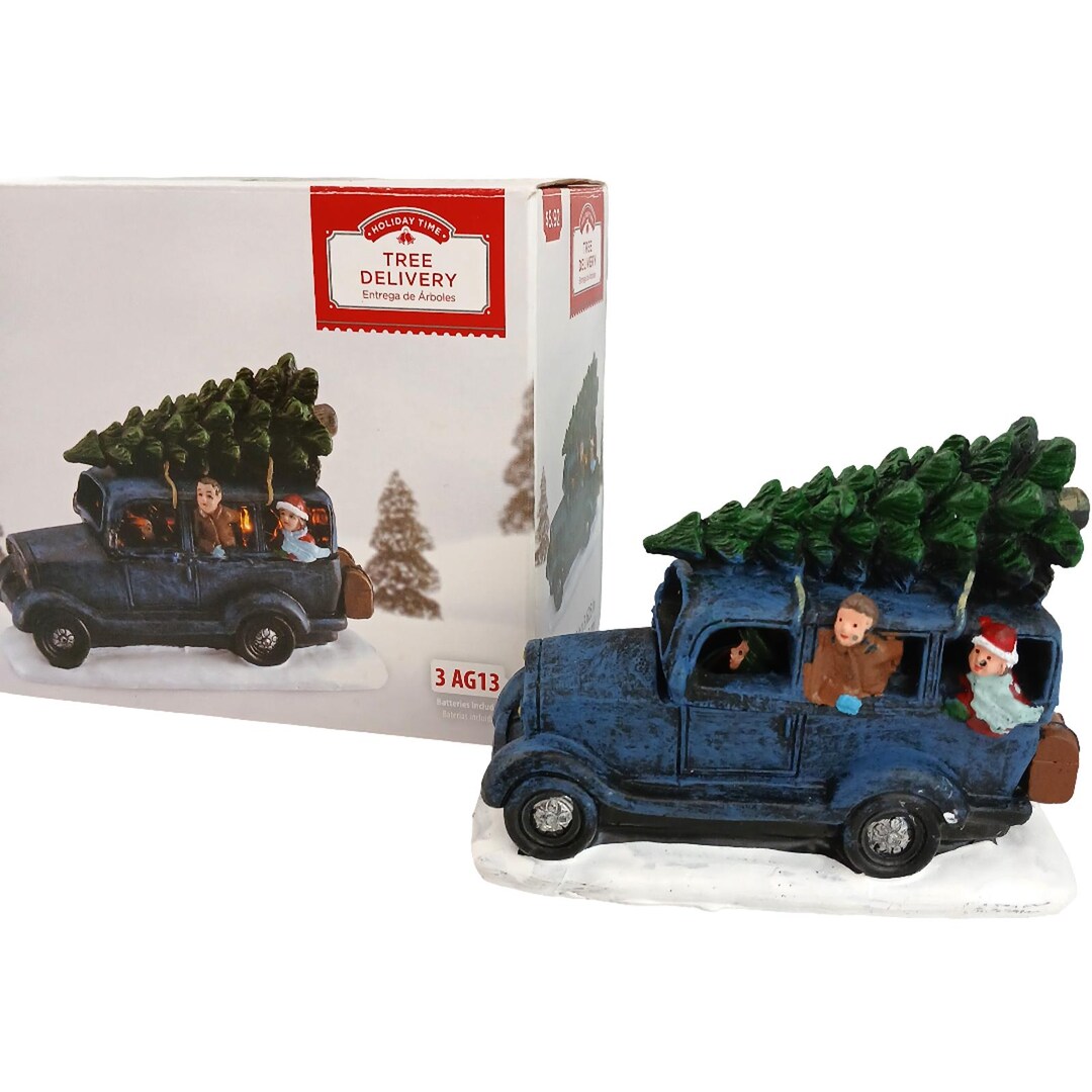 Holiday Time Tree Delivery Car Christmas Village Light-up Decoration ...
