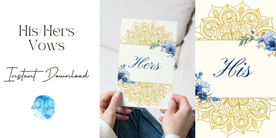 His Hers Vows Printable Vow Card Instant Download Indian - Etsy