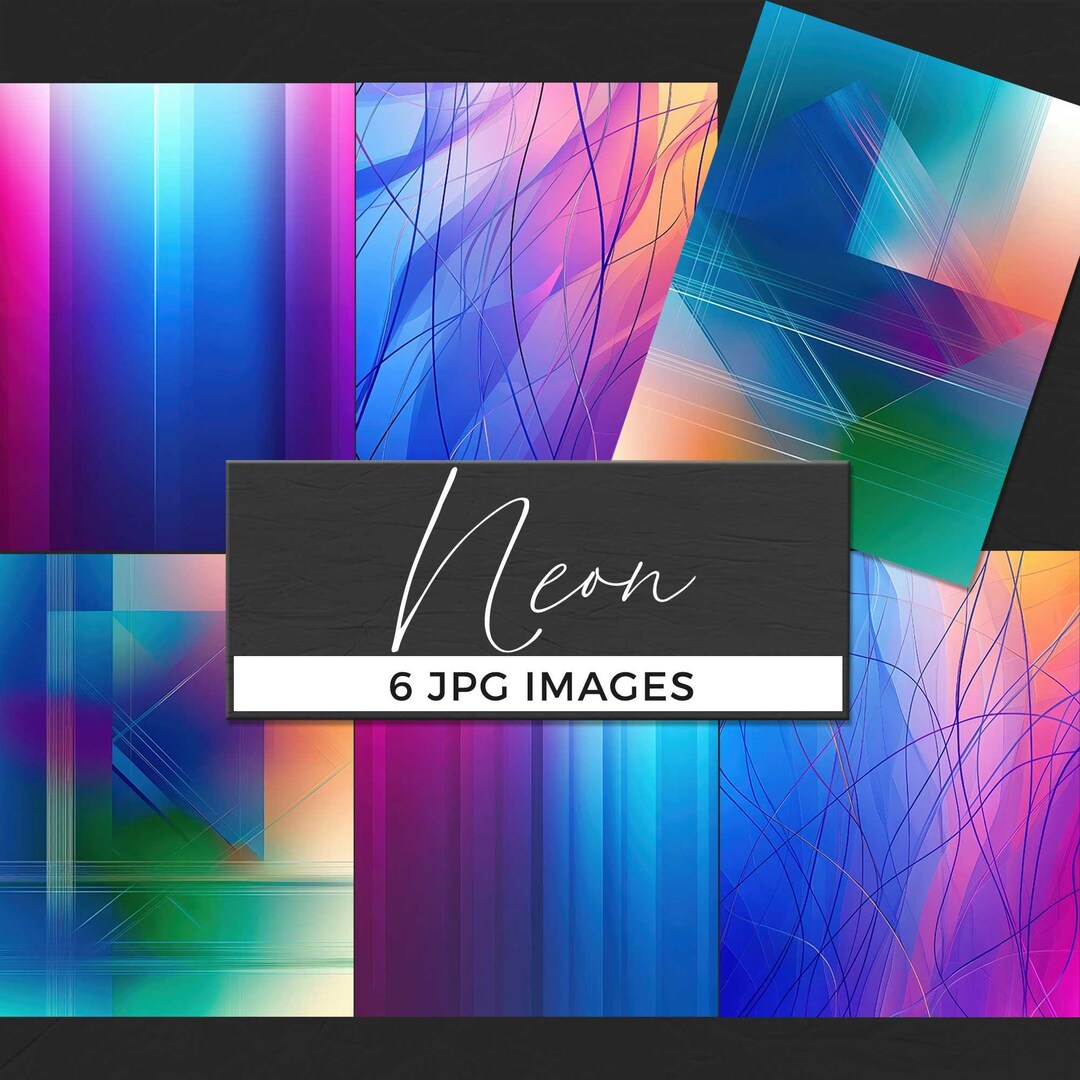 Abstract Digital Paper Pack, Neon Backgrounds, Bright Backdrops, Modern ...