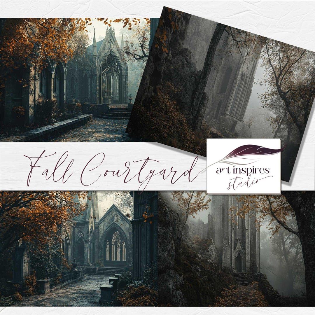Gothic Ruins Digital Background, Haunted Abbey Backdrop, Dark Fantasy ...