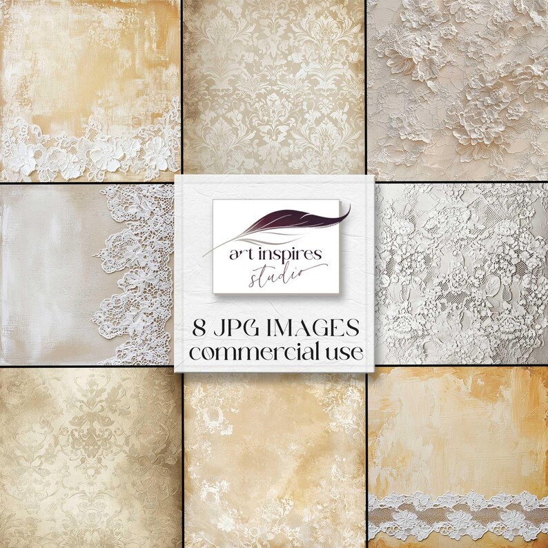Vintage Floral Digital Paper, Aged Lace Background, Elegant Beige ...