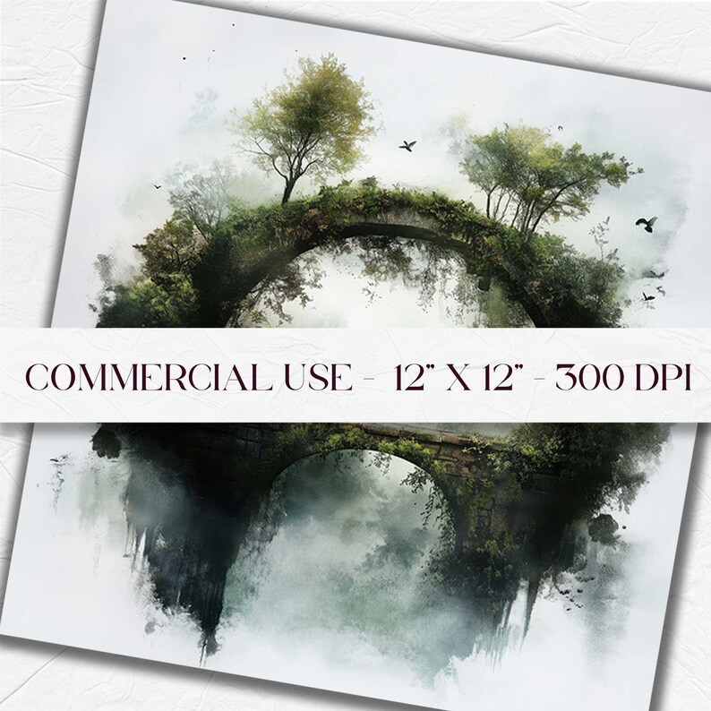 Forest Bridges Overlay, Garden Bridge Printable, Illustrative Backdrop ...